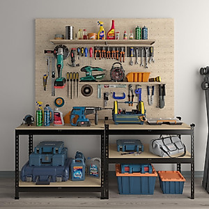 PrimeZone 4 Tier 36" W x 16" D x 55" H Storage Shelves - Adjustable Garage Storage Shelving, Heavy Duty Metal Storage Utility Rack Shelf Unit for Warehouse Pantry Closet Kitchen, Black