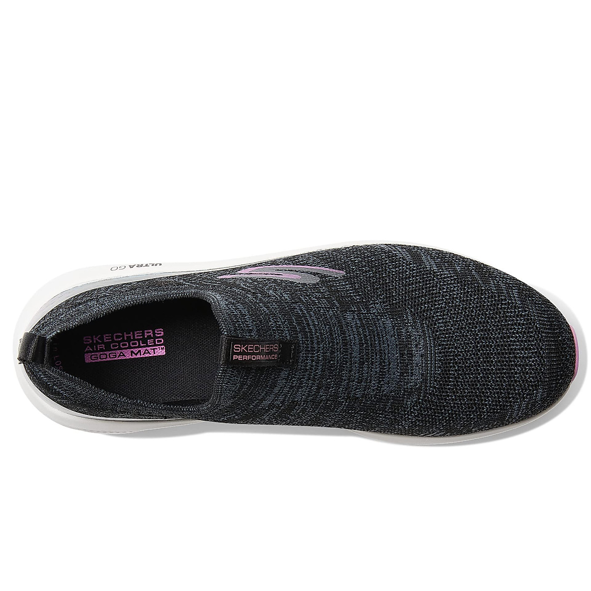 Skechers Women's GO Run Elevate-Indigo Sneaker, Black/Pink, 7