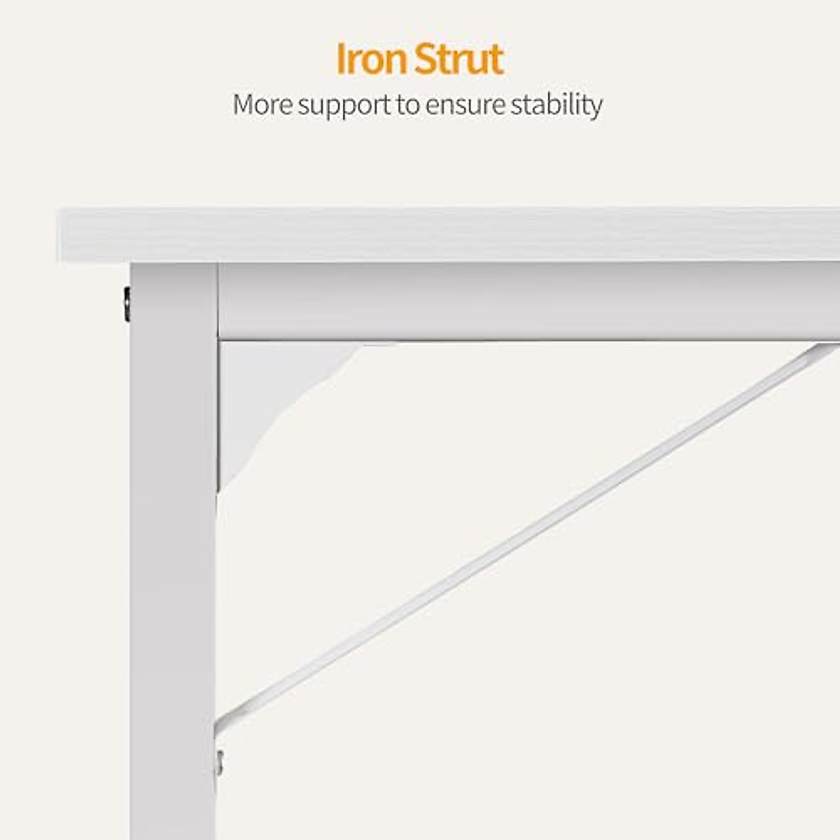 CubiCubi Computer Desk 40" Study Writing Table for Home Office, Modern Simple Style PC Desk, White Metal Frame, White