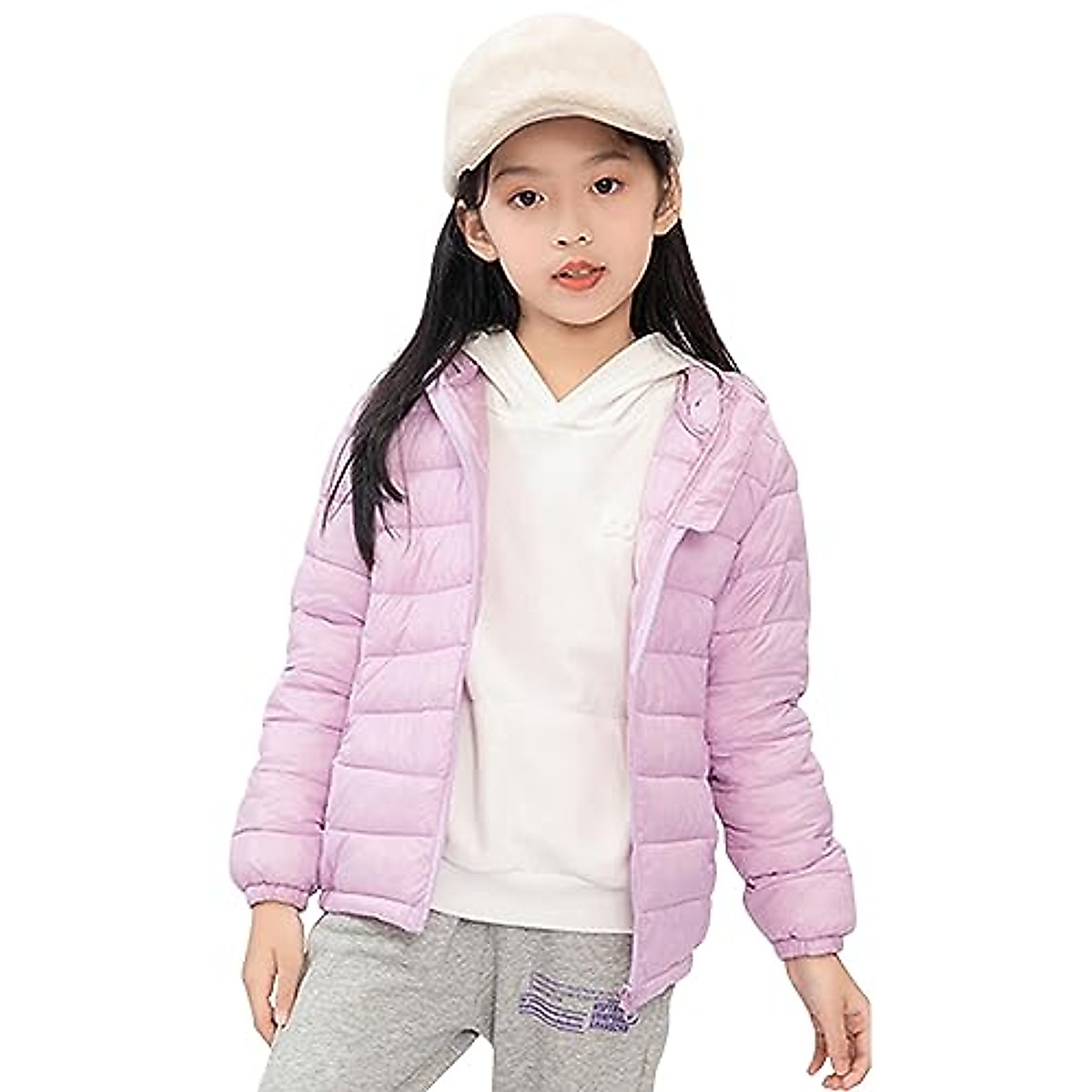 Hooded Puffer Jackets for Boys and Girls Warm Comfy Windproof Coat Outerwear Soft Faux Fur Hoodie Windbreaker Ski Jacket