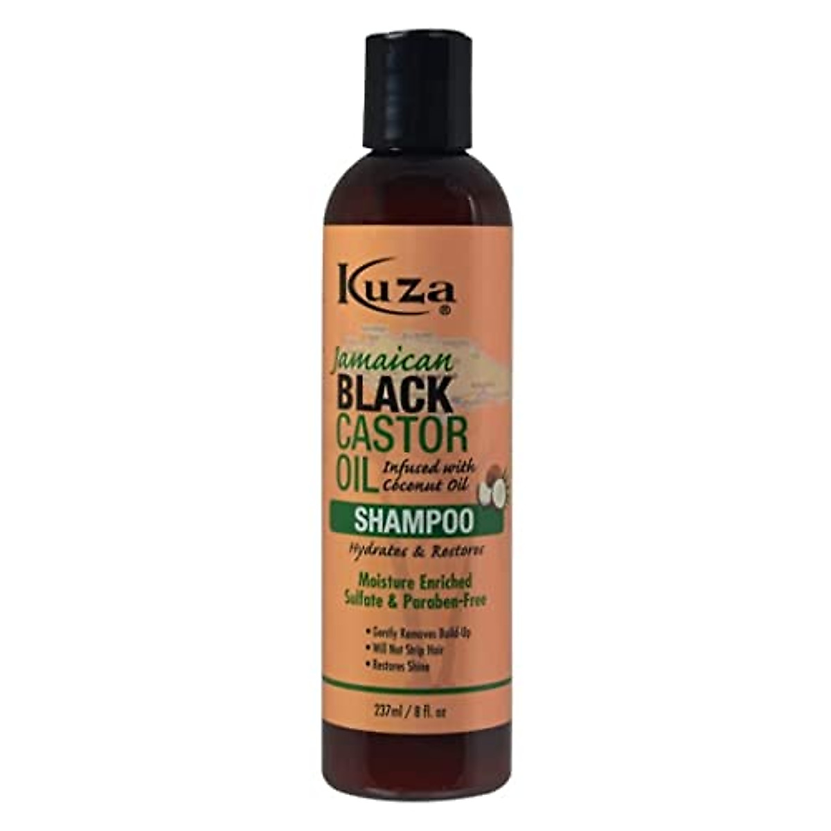 Kuza Jamaican Black Castor Oil Shampoo (8 Oz) – Damaged & Dry Hair Treatment Shampoo for Men & Women