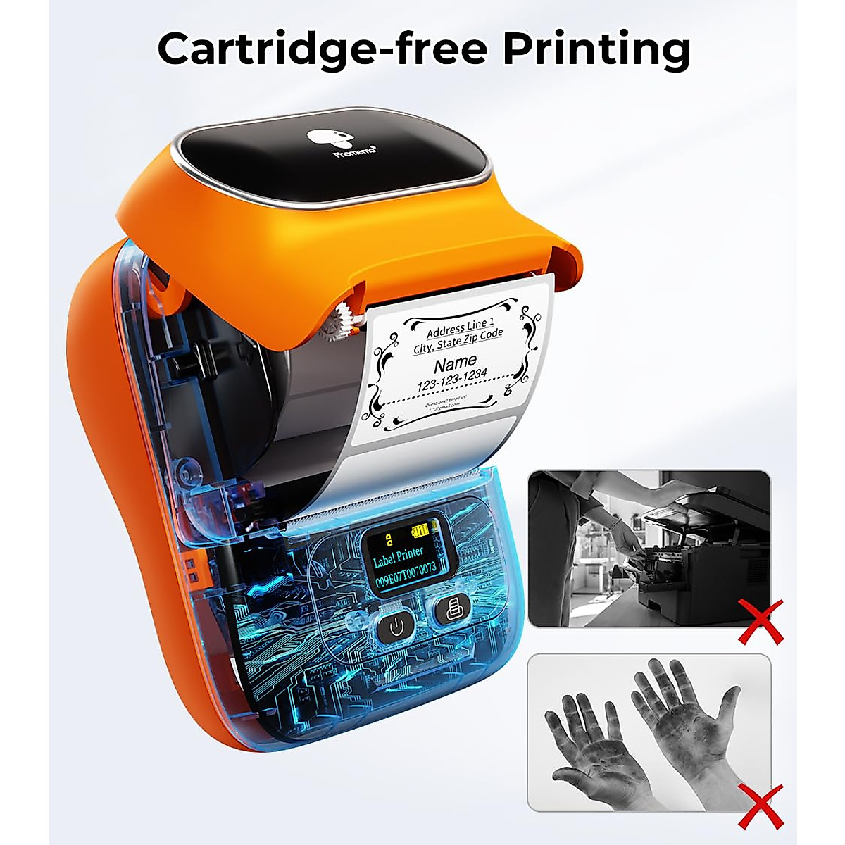 Phomemo M110 Label Maker, Barcode Printer, Bluetooth Portable Thermal Label Printer for Small Business, Sticker Printer Inkless Labeler for Address, Logo, Clothing, Mailing, for PC & Phone