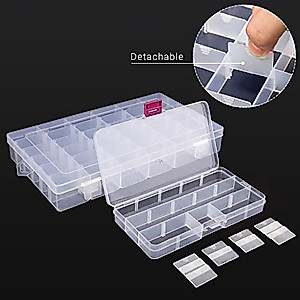 COSICS 3in1 Bead Organizer Storage Box, 66 Compartment Nail Rhinestone Clear Plastic Empty Container Case with Movable Divider, for Art Craft Hair Small Accessory Jewelry Diamond Charms Gem Makeup