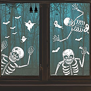 140PCS Halloween Window Clings Decor for Halloween Decorations, Double Side Halloween Window Stickers Removable Glass Decals for Halloween Party Decorations