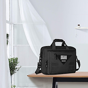 MOSISO Tactical Laptop Messenger Shoulder Bag, 15-16 inch Multifunctional Adjustable Large Notebook Carrying Sleeve Case Pockets, Black