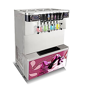 Kolzayier ETL Commercial 7(4+3 Mixed) Flavors Soft Ice Cream Machine,Floor Style Heavy Duty Soft Serve Ice Cream Maker,17 gallon/Hour,Upper Tanks Refrigerated,full Transparent Dispenser Set