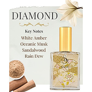 Diamond Organic Perfume Spray by Sage- 2 oz, Vegan & Cruelty-Free, Subtle Scent, Sandalwood, White Amber, Musk