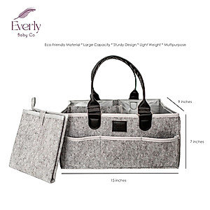 Everly Baby Co - Diaper Caddy Organizer - Large Nursery Storage Bin - Baby Diaper Basket - Waterproof Liner - Diaper Changing Pad - Storage Basket - Car Diaper Caddy