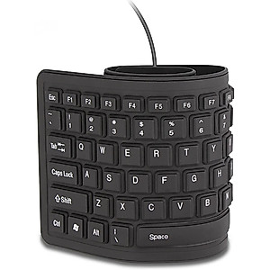 sungwoo Foldable Silicone Keyboard USB Wired Waterproof Rollup Keyboard for PC Notebook Laptop (All Black)