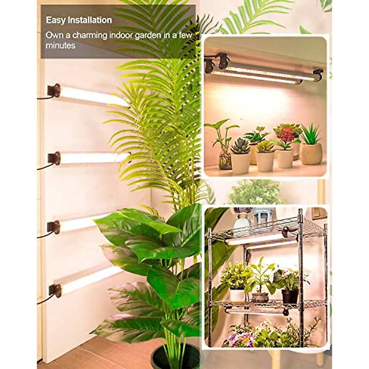 DOMMIA Grow Light, 2ft 80W Grow Light Strip, 3 Spectra Modes, Dimmable Plant Growing Light Fixtures, Full Spectrum Grow Lights for Indoor Plants, Indoor Grow Lights for Greenhouse, Tomatoes, Peppers