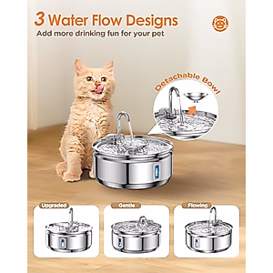 Cat Water Fountain, 3.2L/108oz Upgraded Stainless Steel Pet Water Fountain for Cats Inside Drinking, Automatic Dog Cat Water Bowl Dispenser with Water Level Window