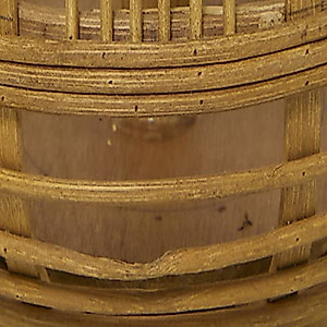 The Novogratz Bamboo Handmade Decorative Candle Lantern with Handle, 11" x 11" x 15", Brown