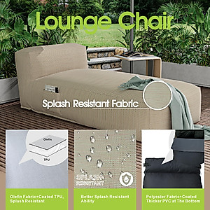 OPEAK Patio Furniture Chaise Lounge Chair Outdoor Reclining Chair Garden Pool Lounge Chairs for Outside Sunbathing Recliners Outdoor Bed Beach Chaise Lounge Chair Sunbed (Light Orange, 70'' Length)