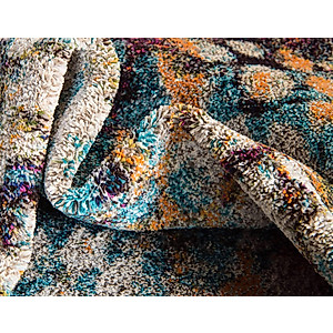 Unique Loom Vita Collection Traditional Over-Dyed Saturated Floral Medallions Area Rug (3' 3 x 5' 3 Rectangular, Turquoise/Ivory)