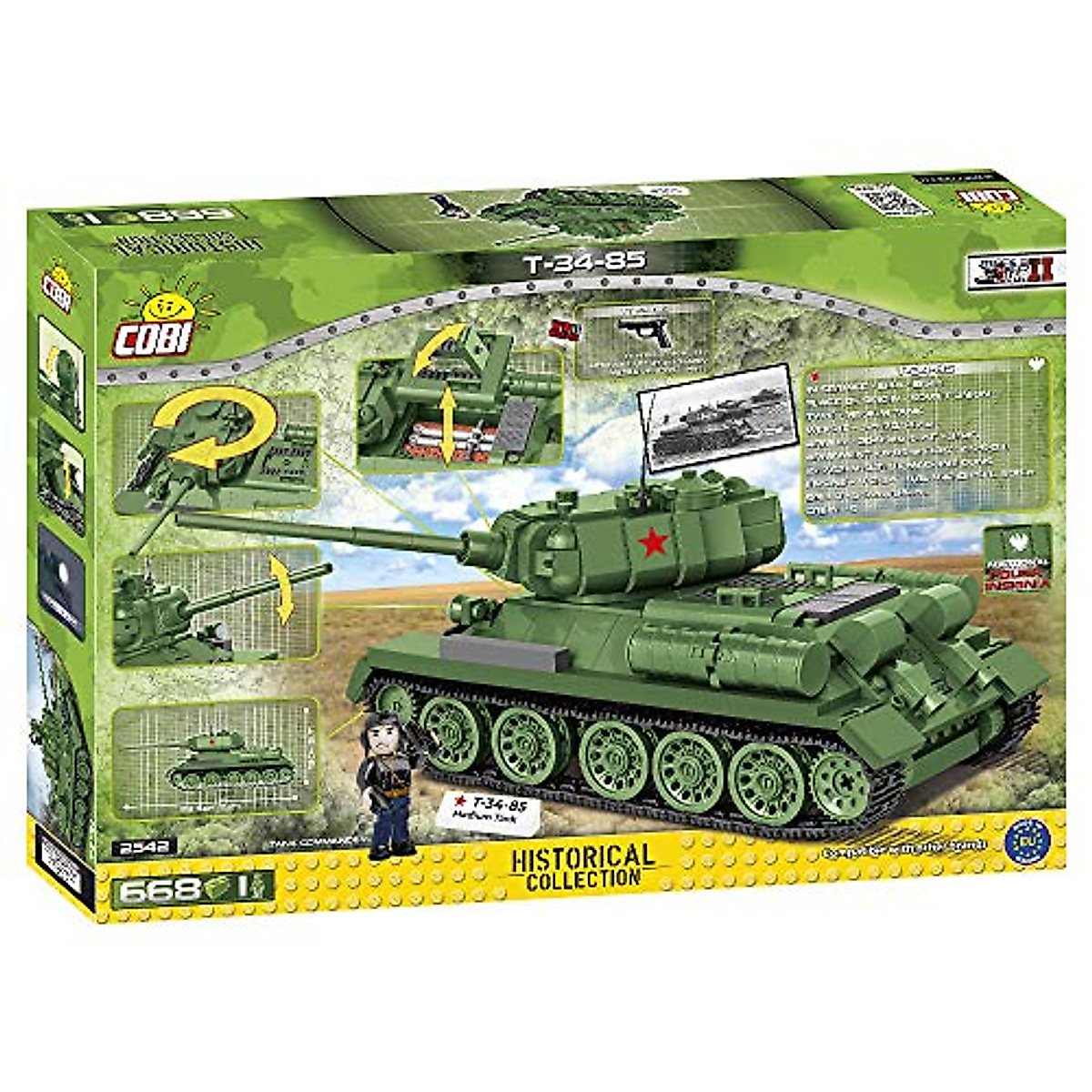 Cobi toys 668 Pcs Historical Collection WWII /2542/ T 34-85, Green