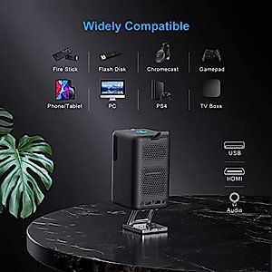 WiFi Projector, Leapwell Outdoor Video Mini Projector 1080P Supported 4500 Lumen with Screen and Max 300" Display, Portable Projector Compatible with TV Stick, iOS, Android, PS5