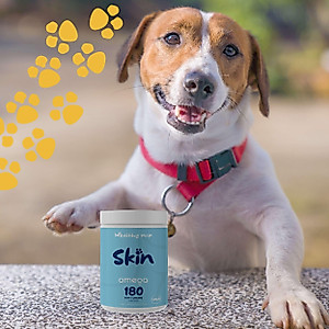 Omega 3 Fish Oil for Dogs Chews - Omega 3 for Dogs Shedding and Itchy Skin Relief for Dog Dry Skin and Hot Spots, EPA and DHA Fatty Acids, Dog Skin and Coat Supplements - 180 Chews