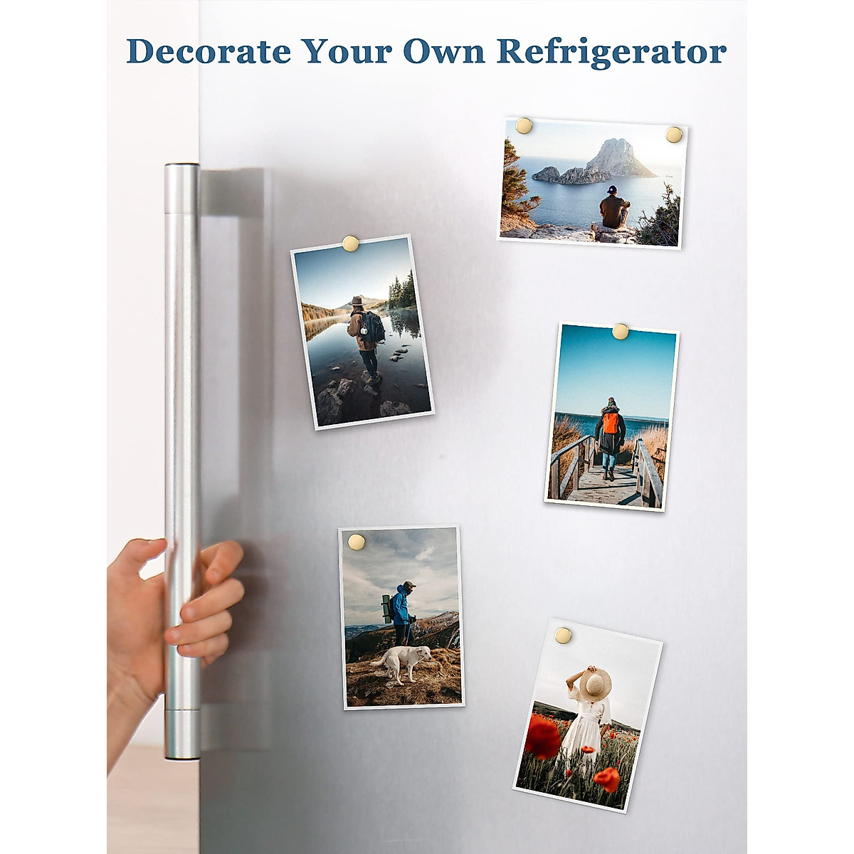 SMARTAKE 45 Pcs Refrigerator Magnets, Small Round Fridge Magnets, Multi-Use Premium Neodymium Office Magnets for Fridge, Whiteboard, Billboard in Home, Kitchen, Office and School (Gold)