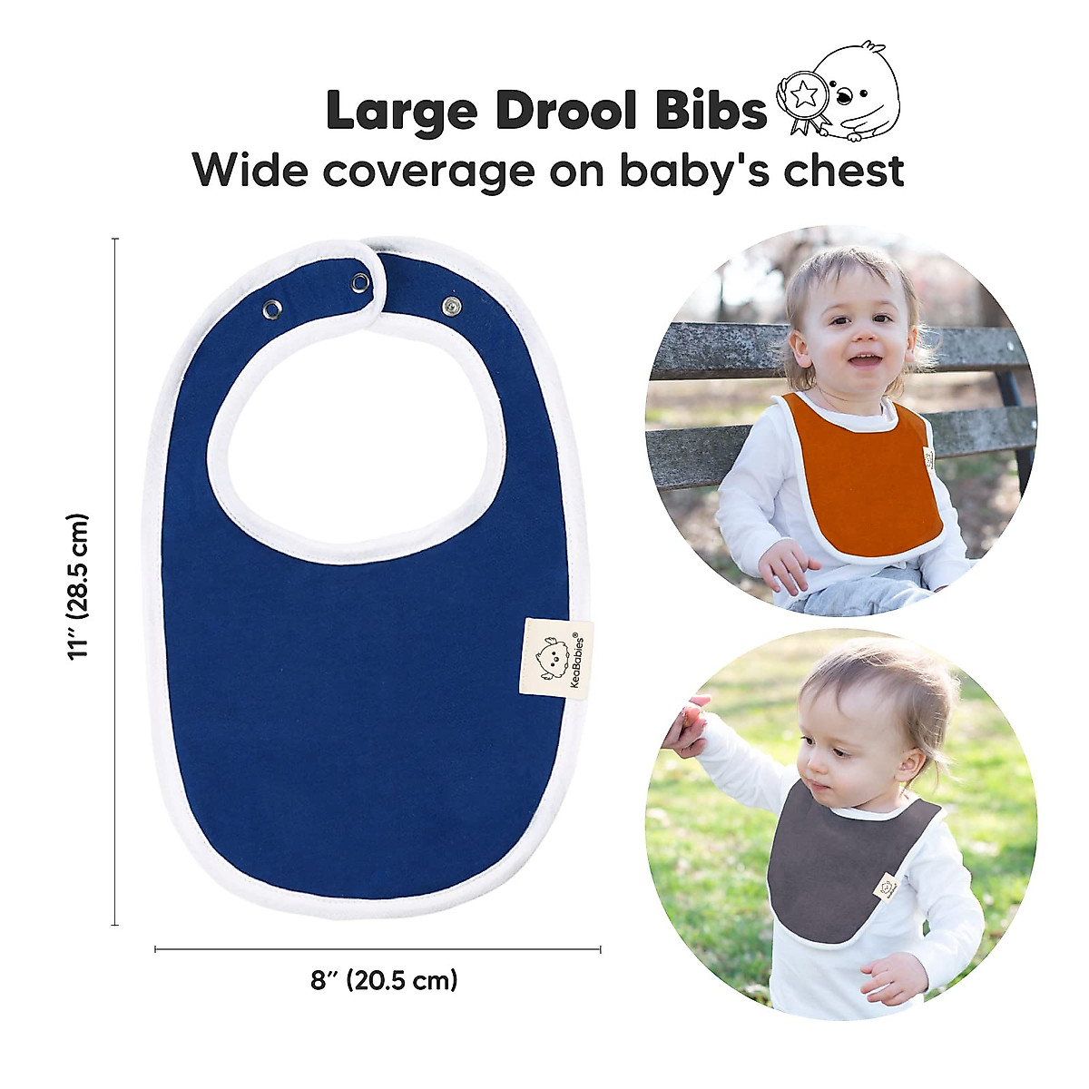8-Pack Organic Baby Bibs for Boys, Girls - Soft Cotton Drooling and Teething Bibs for Baby Girl & Boy, Extra Absorbent, Easy to Clean & Put On for Toddler, Newborn, Infant 0-24 Months (Basics)