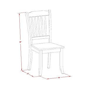 East West Furniture DAC-BMK-W Danbury Dining Chairs - Slat Back Wooden Seat Chairs, Set of 2, Buttermilk & Cherry