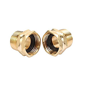 ZKZX Garden Hose Adapter,3/4" GHT Male x 3/4" NPT Male Connector with 3/4" GHT Female x 3/4" NPT Male Connector,Brass Pipe to Garden Hose Fitting Connect 4pcs with Extra 8 Rubber Washers (3/4NPT)