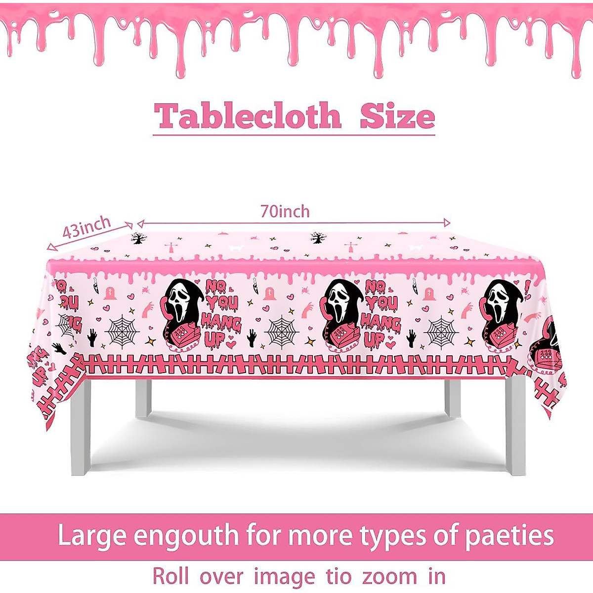 Halloween Decorations 121PCS Pink No You Hang Up Halloween Disposable Tableware Including Call Me Halloween Plates Halloween Cups Halloween Napkins and Halloween Tablecloths Serve 30