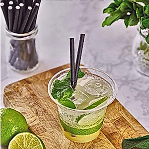 100 Black Biodegradable Paper Straws co-Friendly Biodegradable Drinking Straws Bulk for Party Supplies, Bridal/Baby Shower, Birthday, Mixed Drinks, Weddings, Restaurant, Food Service, Drink Stirrer