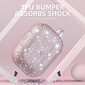 Airpods Pro Case, DMMG Airpods Pro Case Cover Silicone Skin for Girls Women,AirPods Protective Cute Bling Glitter Case with Fluff Ball Keychain,Scratch Proof for Apple Airpod Pro,Pink