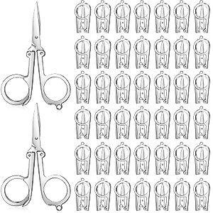 Chumia 50 Pcs Stainless Steel Small Folding Scissors Portable Mini Scissors Tiny Travel Scissors Foldable Pocket Scissors for Craft Office School Outdoors Home Camping Hanging