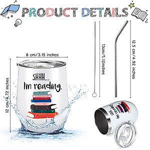 Sieral Sets of 4 Book Lovers Gifts Lover Appreciation Include Novelty Socks 12 oz Stainless Steel Wine Tumbler with Lid Library Canvas Tote Bag and Bookmark Tassel for Student Teacher Reader