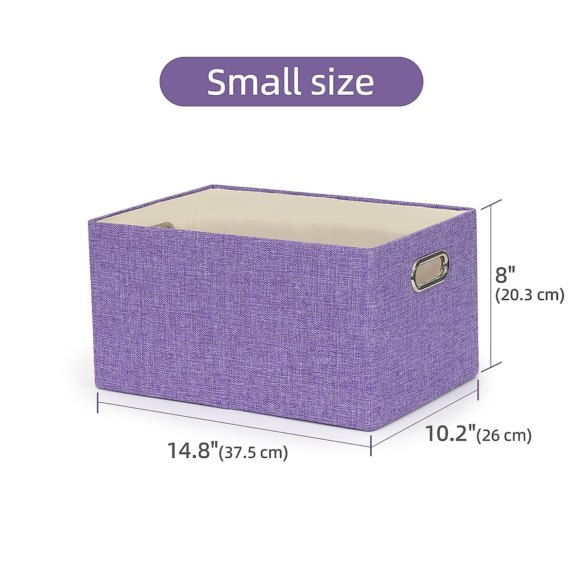ORGMASTER Collapsible Storage Bins Fabric, Rectangle Baskets Linen Storage Bins Decorative Organizer Baskets Containers Boxes for Shelf Closet Laundry Home Office, 14.75x10.25x8 Inch, 4 Pack, Purple