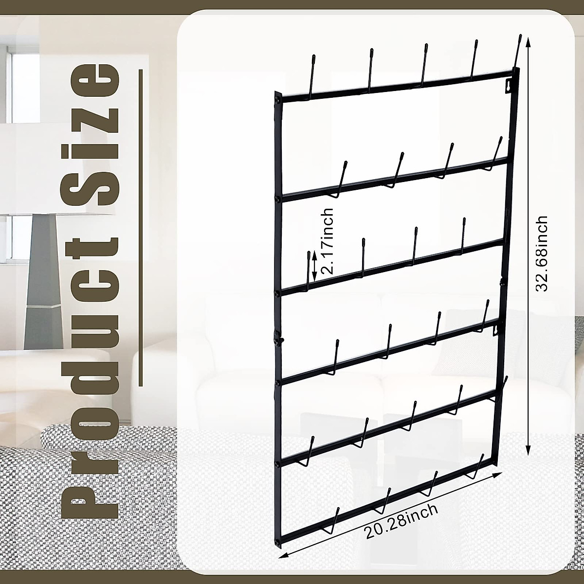 Coffee Mug Rack Wall Mounted Coffee Cup Holder 6 Tier Metal Mug Shelf Black Cup Rack Large Coffee Mug Wall Rack with 25 Hooks for Coffee Mugs Tea Cups Jar Storage Display Organizer, Set of 2