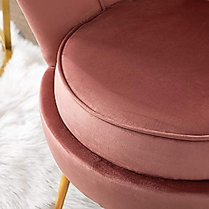 DAGONHIL Pink Velvet Accent Chair for Living Room, Vanity Chair for Makeup Room, Tulip Chair with Gold Metal Legs, Dusty Pink