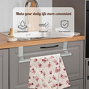 IBEQUEM 4Pcs Towel Rack for Cabinet, Stainless Steel Over Cabinet Towel Rack, Adjustable Kitchen Towel Holder, Towel Bar Holder for Universal Fit on Kitchen Bathroom Over Cabinet Cupboard (Silver)