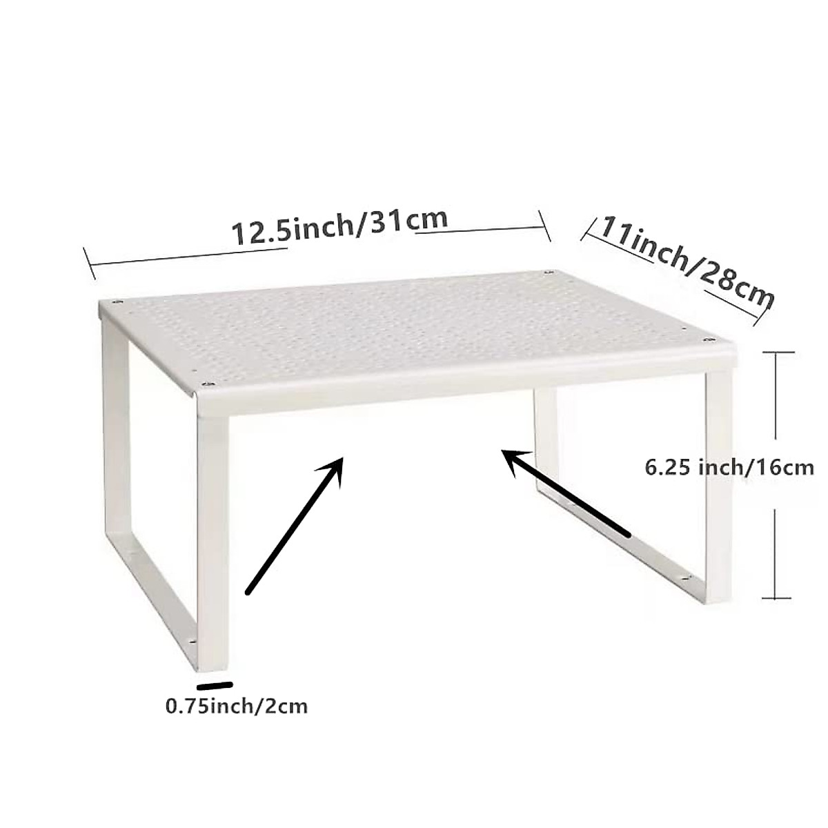 1 Pcs White Countertop Organizer,Cupboard Stand Spice Rack,Foldable Shelf Organizer 12.5x11",Steel Plate Insert & Pull-Out Organizers Stack with Screws for Cups Jars Bowl Spice Racks Kitchen Bathroom