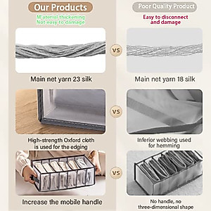 Wardrobe Clothes Organizer for Jeans Upgrade Style Thicker and Bigger,Sweater Organizer for Closet 7-9 Grids with Handle,Clothes Organizer for Folded Clothes (Grey)