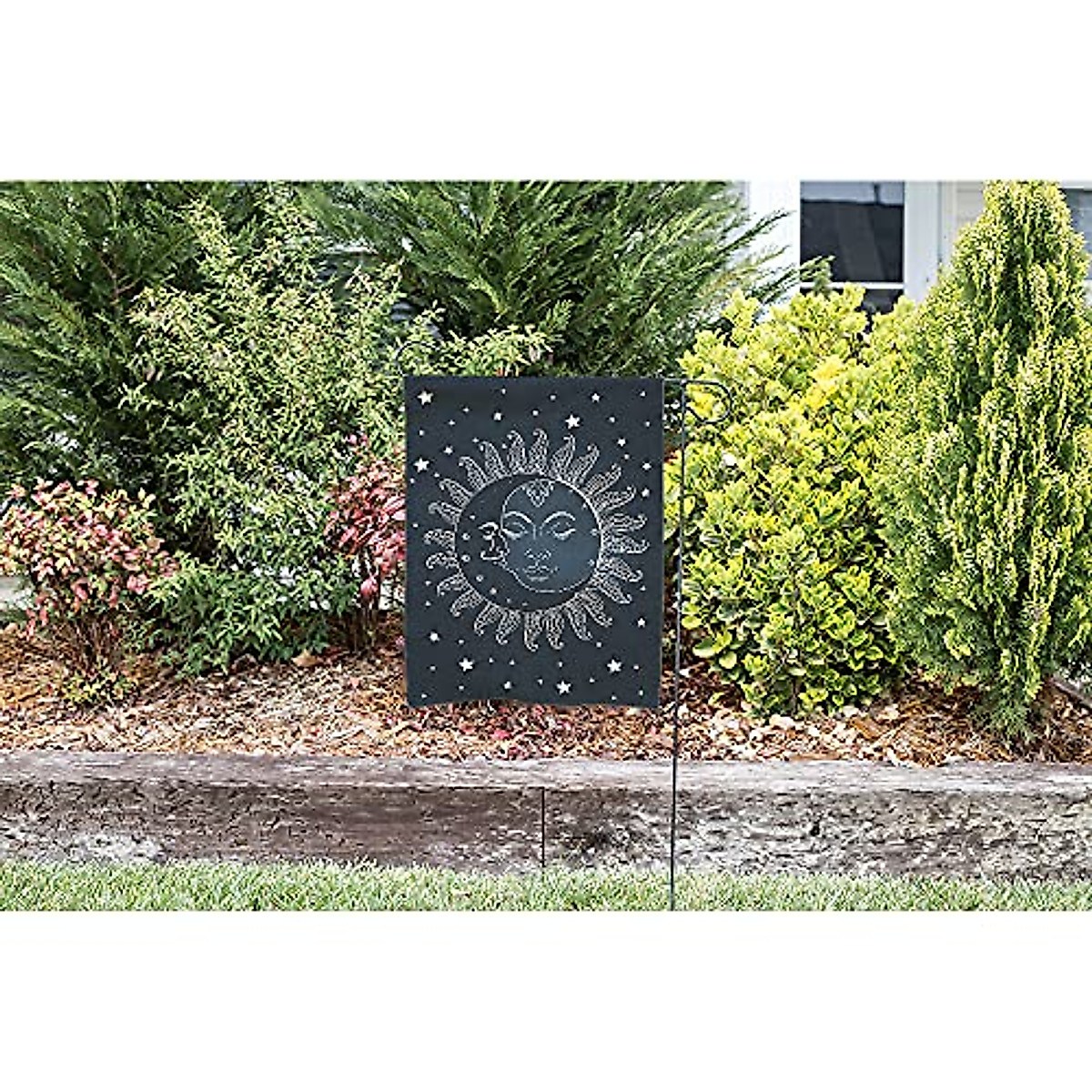 Moslion Sun Moon Garden Flags Double Sided Moon Kiss The Sun Star Blue Yard Flag 12.5x18 Inch Burlap Banners Home Decorative Outdoor Villa