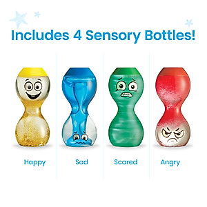 hand2mind Express Your Feelings Sensory Bottles- Primary Emotions, Toddler Sensory Toys, Quiet Fidget Toys, Play Therapy Toys, Calm Down Corner Supplies, Calming Corner, Social Emotional Learning