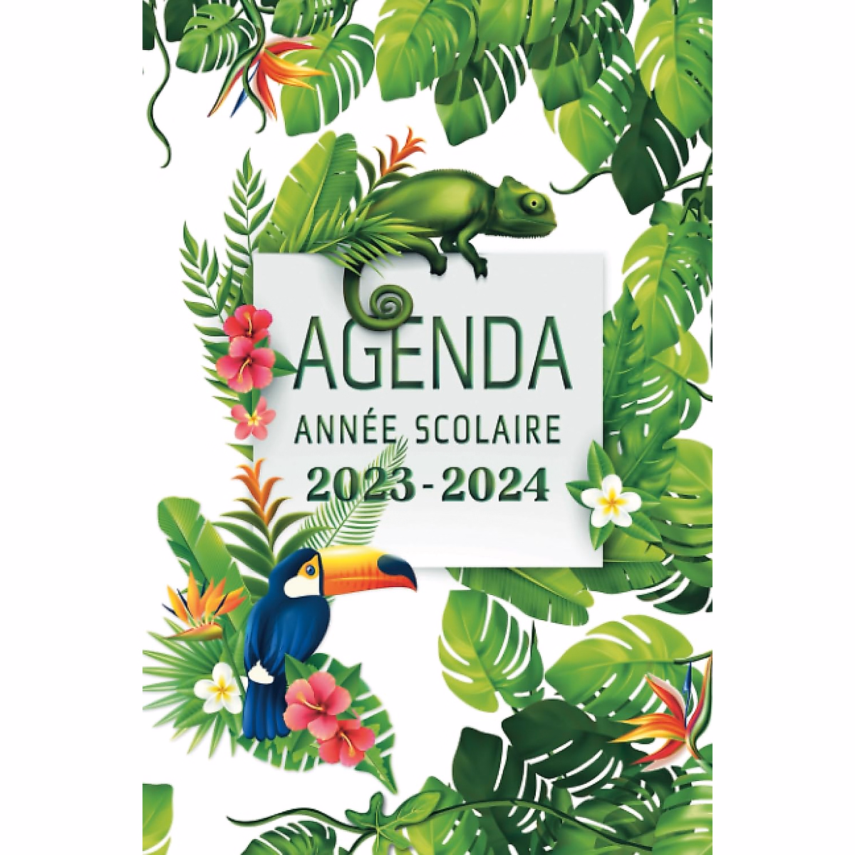 Agenda année scolaire 2023-2024 Fleurs, plantes et animaux exotiques : Jungle tropicale: Collège, lycée, étudiant | 2 jours par page | Original | ... Oiseaux exotiques | Caméléon (French Edition)