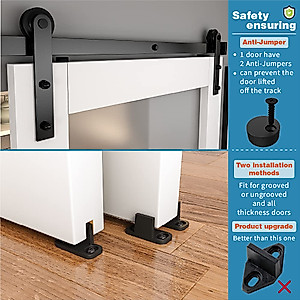 ZEKOO Sliding Barn Door Hanger, Door Roller, Barn Door Stopper, Barn Door Floor Guide, Anti-Jumper, Accessories Hardware for Third Door, Fourth Door(Straight-Style)