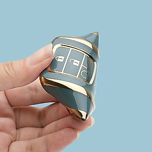 Bqepe for Honda Key Fob Cover Keychain Fit for,Accord Civic CRV Pilot Odyssey Passport Smart Remote Key,Smart Key Shell Case (Blue)