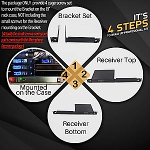 RhymKawa Rackmount Bracket Kit fit for Sure QLXD4 Single Receiver Wireless System Mount on 1U Standard 19'' Rack Distribution
