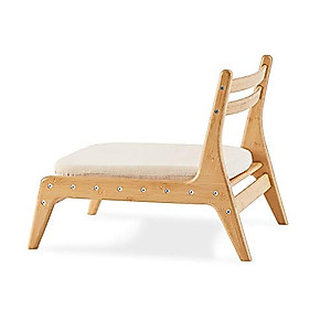CENZEN Bamboo Floor Chair for Sitting on The Floor Unique Janpanese Meditation Chair Seat with Cushion for Living Room Balcony Chair Accent Furniture, Large