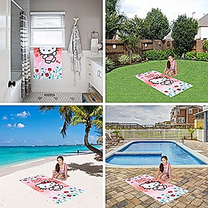 Franco Kids Super Soft Cotton Beach Towel, 58 in x 28 in, Hello Kitty