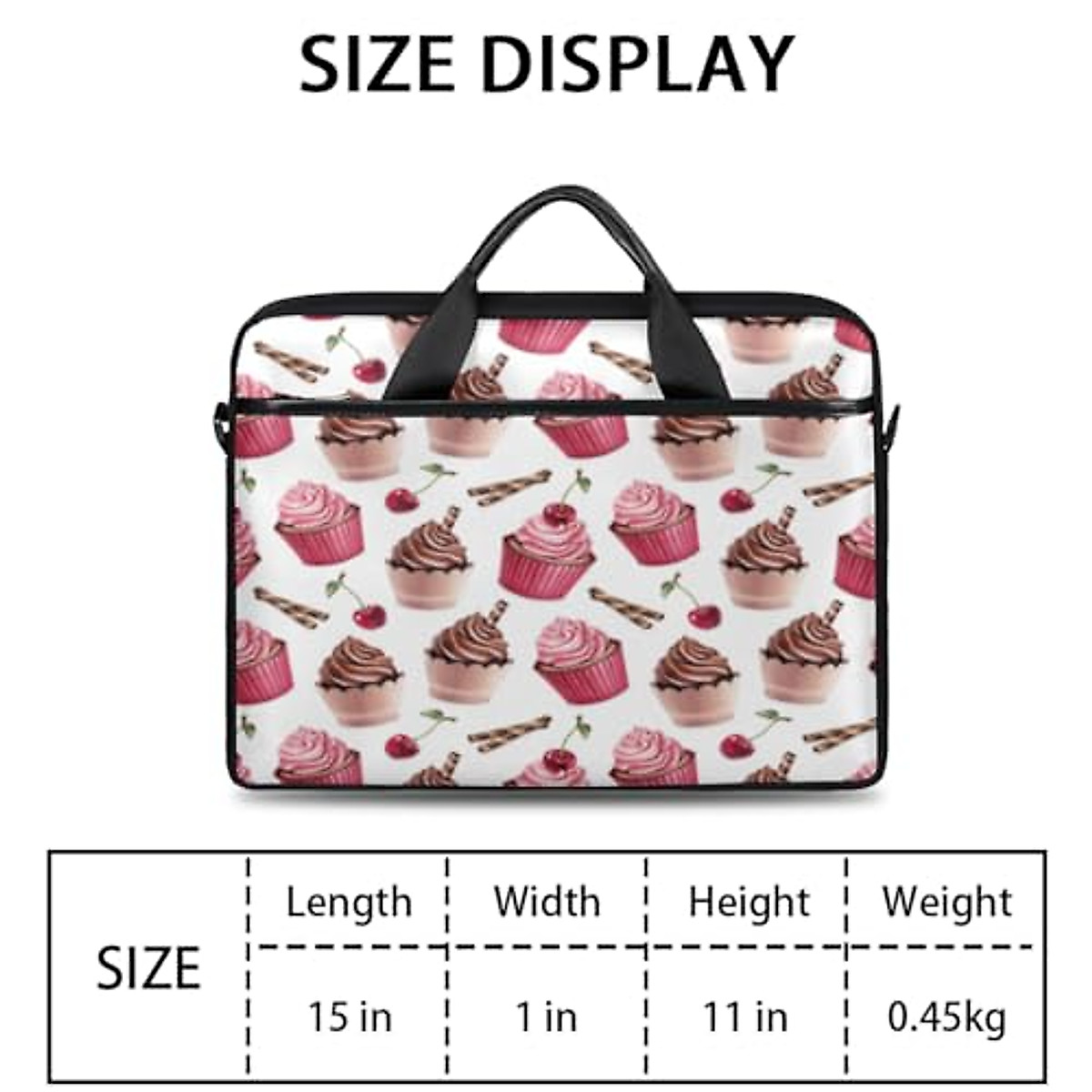 Ice Cream Cherry Laptop Computer Bag Waterproof Shoulder Messenger Bag 13-15 inch Durable Laptop Tote Bag with Shoulder Strap Handle Lightweight Crossbody Briefcase