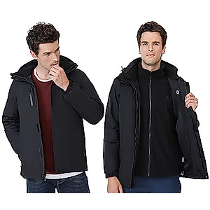 CAMEL CROWN Outdoor Jacket Men Winter Ski Jacket Windbreaker 3 in1 Hooded Rain Coat for Traveling Climbing Hiking