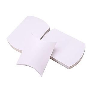 Airssory 50 Pcs 6.5x5.1x1.7 Inches Blank White Paper Pillow Candy Gift Boxes for Wedding Favors Baby Shower Birthday Party Supplies