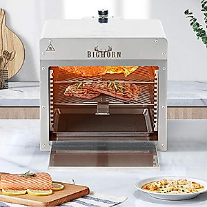 BIG HORN OUTDOORS Portable Infrared Broiler Propane Gas Grill, 1500 Degree Stainless Steel Tabletop Quick Cooking Steak Grill for Meat, Seafood, Veggies