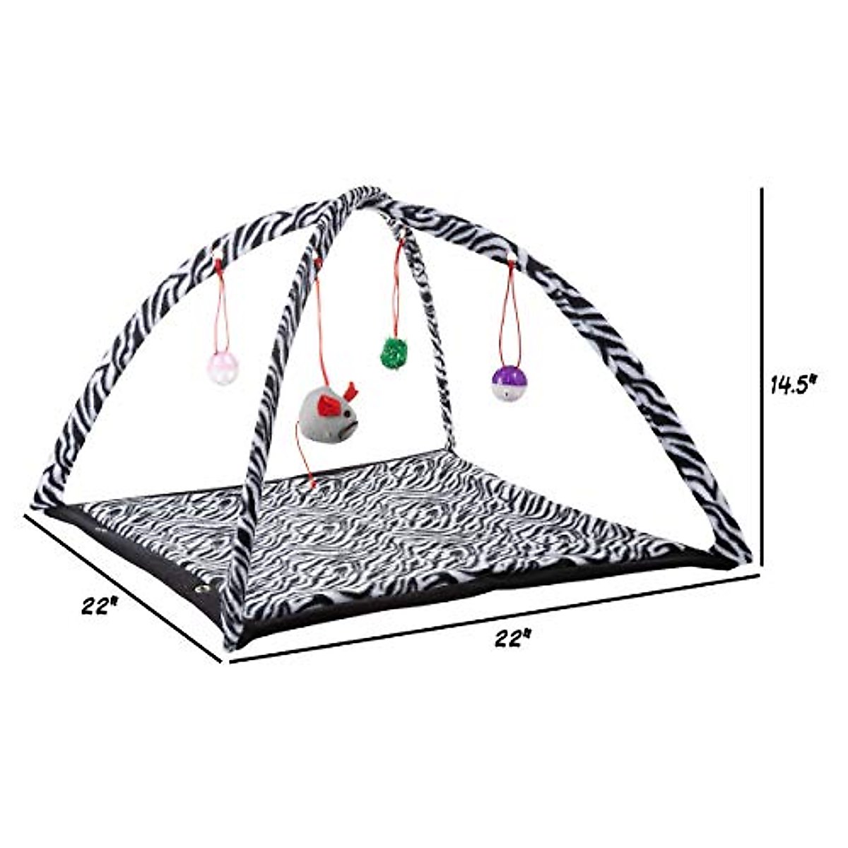 Cat Activity Center- Interactive Play Area Station for Cats, Kittens with Fleece Mat, Hanging Toys, Foldable Design for Exercise, Napping by PETMAKER