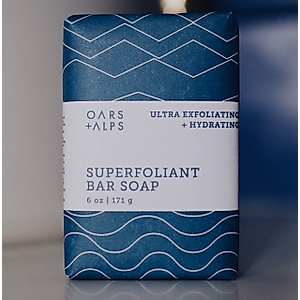 Oars + Alps Superfoliant Exfoliating Men's Bar Soap, Dermatologist Tested and Made with Clean Ingredients, Travel Size, 1 Pack, 6 Oz